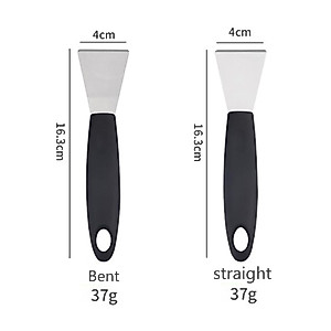 Stainless Steel Scraper, Oven Scraper Tool,Induction Hob, Stoves,None-Scratches Putty Scraper for Kitchen Cleaning,Wallpaper Scraper, Paint Scraper，Straight Version + Bending Version 2-Piece