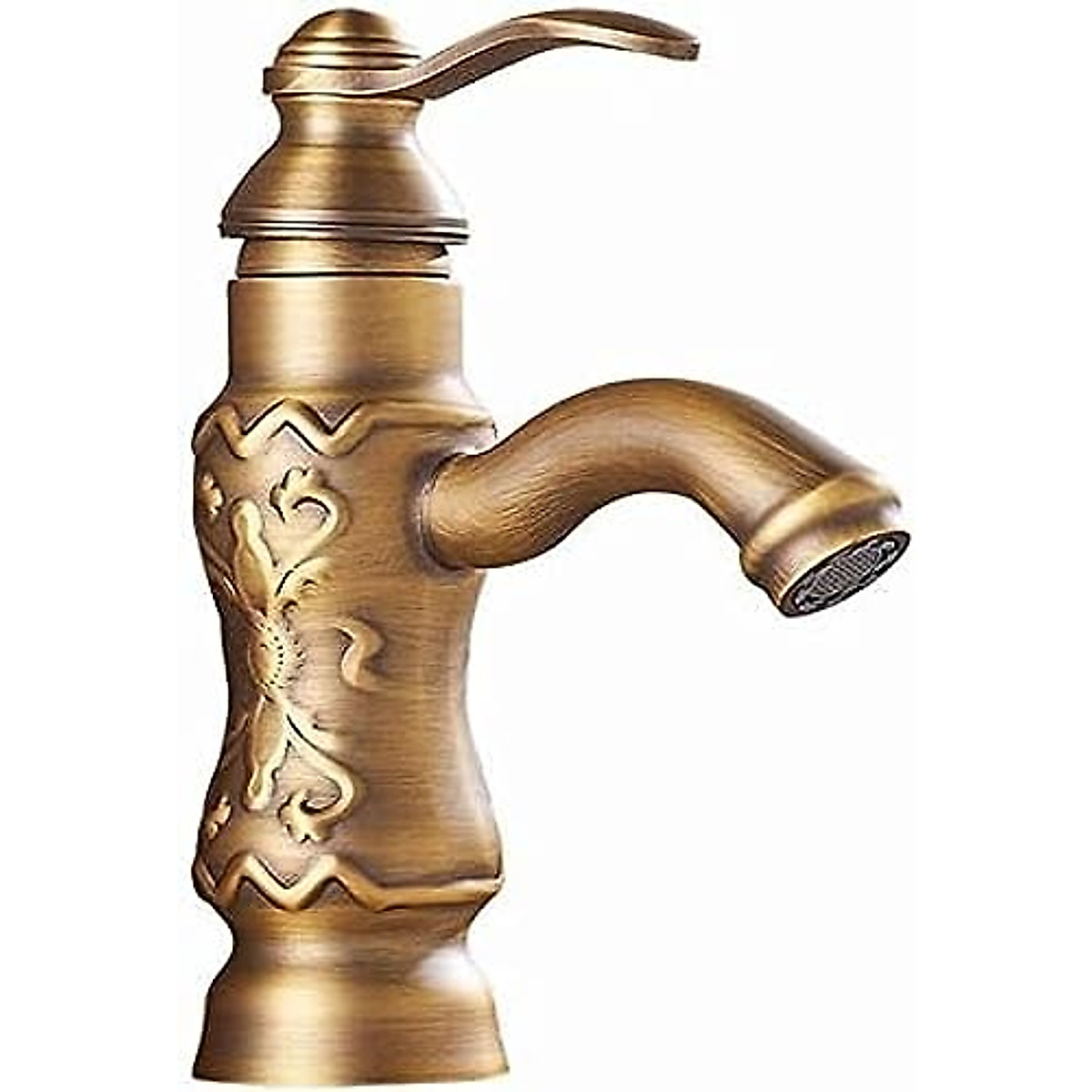 NANZU Kitchen & Bath Fixtures Taps Faucet,Full Copper Carved Rotating Faucet Retro Style Basin Faucet, C,A