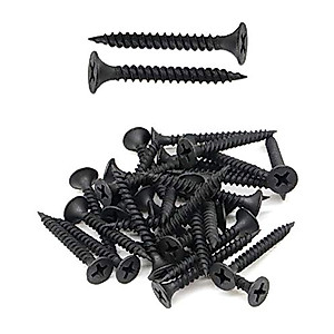 IMSCREWS Drywall Screws, #7 x 1-3/8 Inch Phillips Flat Wood Screws 200pcs, Fine Thread Black Phosphate, Self-Tapping Carbon Steel Interior Screws for Timber MDF Sheetrock