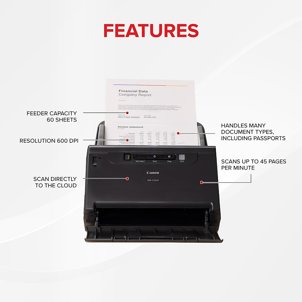 Canon 0651C002 ImageFORMULA DR-C240 Office Document Scanner