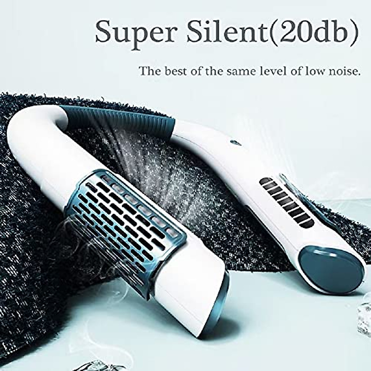 Howkes Portable Neck Fan, Hands Free Bladeless Fan, 2000 mAh Battery Operated Wearable Personal Fan, Leafless, Rechargeable,USB Charging Personal Fan,Strong Wind Neck Fan,3 Speeds-(Blue,White)