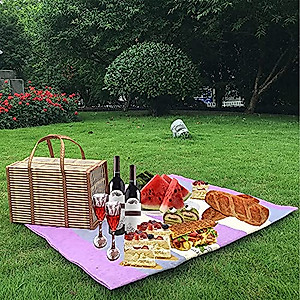 Picnic Basket Empty for 2 ＆ 4 Foldable,Easter Basket Storage of Plastic Easter Eggs and Easter Candy with Handle Lid.(Large)