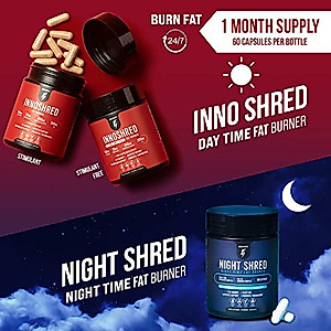 Inno Shred - Day Time Fat Burner | 100mg Capsimax, Grains of Paradise, Organic Caffeine, Green Tea Extract, Appetite Suppressant, Weight Loss Support (60 Veggie Capsules) | (with Stimulant)