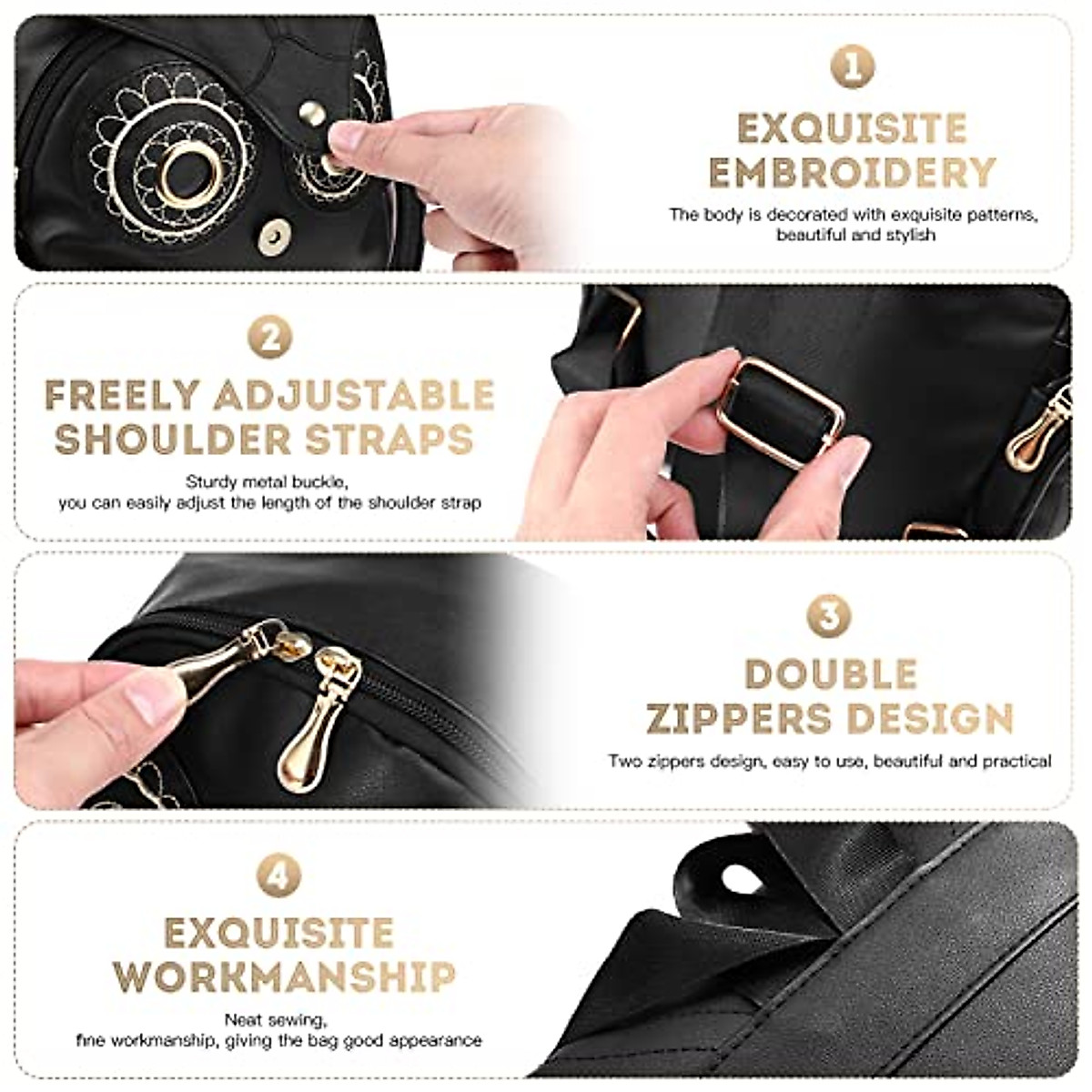 PRETYZOOM Owl Shaped Backpack Goth Purse PU Leather Backpack Fashionable Women Backpack Travel School Backpack Casual Backpack Owl Gifts for Women Gothic Purse School Backpacks for Teenagers