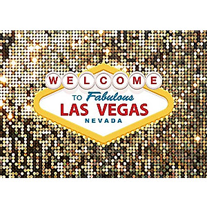 Welcome to Las Vegas Photo Background Fabulous Casino Poker Movie Themed Photography Backdrops 5x3ft Vintage Costume Dress-up Birthday Prom Ceremony Baby Shower Banner Supplies Props Vinyl