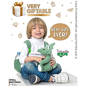 Naturally KIDS Green Dinosaur Toys for Girls, Triceratops Toy, Dinosaur Gifts for 2 3 Year Old Girls, Toddler Backpack