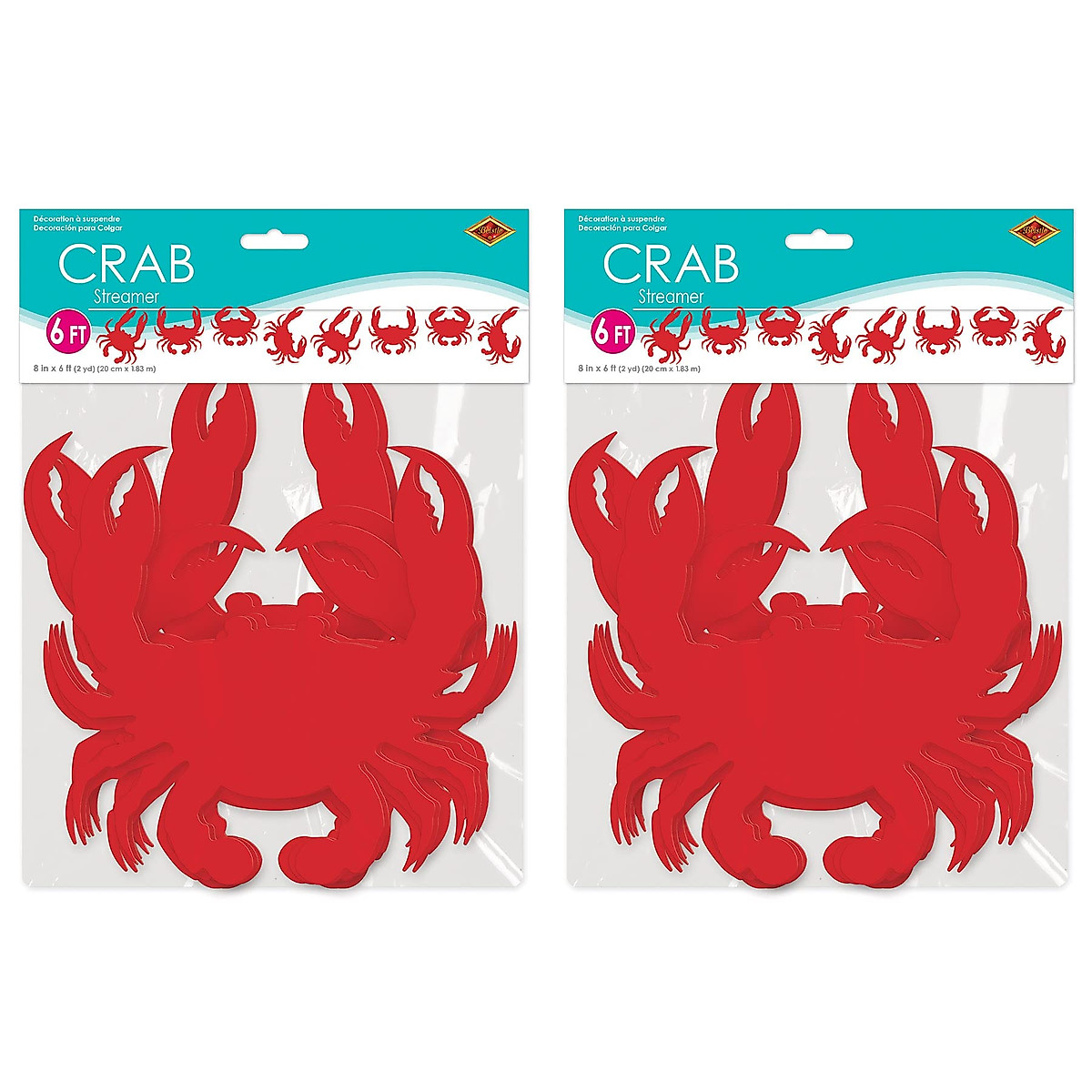 Beistle 2 Piece Crab Decorations Banners For Luau Theme Nautical Beach Décor Under The Sea Party Supplies