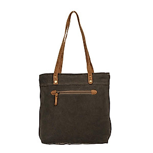 Myra Bag Himbac Upcycled Canvas & Cowhide Leather Tote Bag S-1251