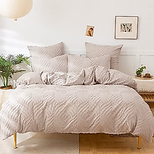 Warmarky Camel Leaf Shape Tufted Duvet Cover King(91''x 102'') Size Light-Weight, Textured Bedding Comforter Cover Set, 1pcs Duvet Cover & 2pcs Envelop Pillowcase(NO Comforter)