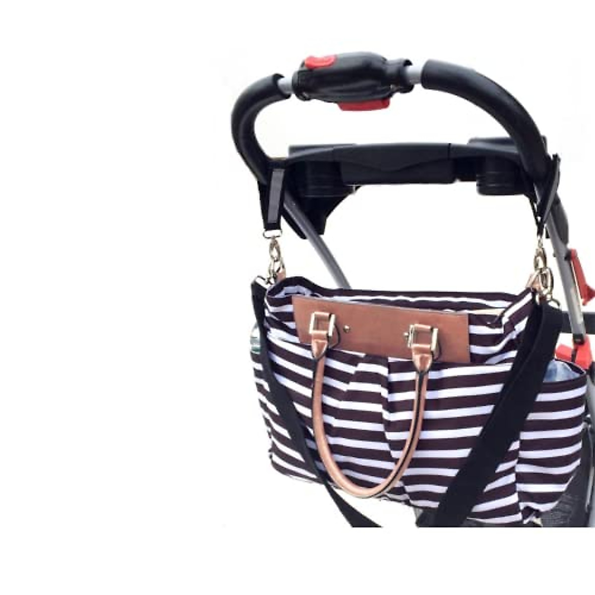 Prochel Diaper Bag Set Striped Crossbody Shoulder Tote Purse Black White (Pink)