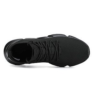 Casbeam Men's Running Knit Comfortable Lightweight Breathable Casual Sports Shoes Fashion Sneakers Slip-On Walking Shoes All Black Size 8.5