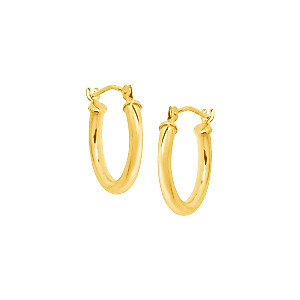 Welry Round Tube Hoop Earrings for Women, Simply Gold Collection, 14K Yellow Gold, Jewelry Gift Idea, 15mm