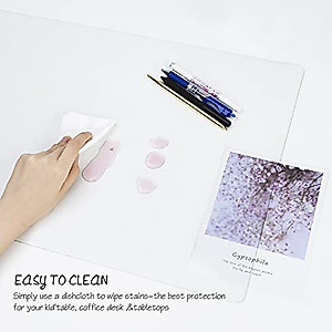 Clear Writing Desk Pad, Heat Resistant Waterproof PVC Round Edge Durable Desk Protect Mat, Anti-Static Writing Mat-24’’x17” Table Protector