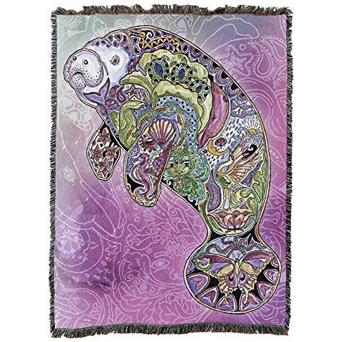 Pure Country Weavers Manatee Blanket - Animal Spirits Totem by Sue Coccia - Gift Tapestry Throw Woven from Cotton - Made in The USA (72x54)