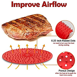 Upgrade Reusable Air Fryer Liners with Raised Silicone | Patented Product | BPA Free Non-Stick Silicone Air Fryer Mats | Air Fryer Silicone Tray Accessories | 2 Size Options – 8 Inch Round