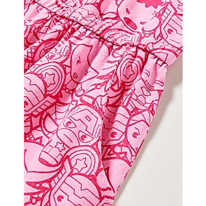 Amazon Essentials Disney Star Wars | Frozen | Princess Girls' Knit Short-Sleeve Cinch-Waist Dresses (Previously Spotted Zebra), Pack of 2, Pink Marvel, Small