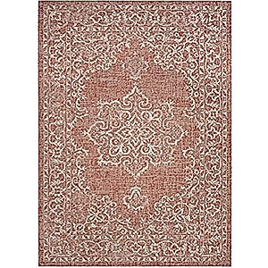SAFAVIEH Courtyard Collection 8' x 11' Terracotta/Beige CY8481 Indoor/ Outdoor Waterproof Easy-Cleaning Patio Backyard Mudroom Area-Rug