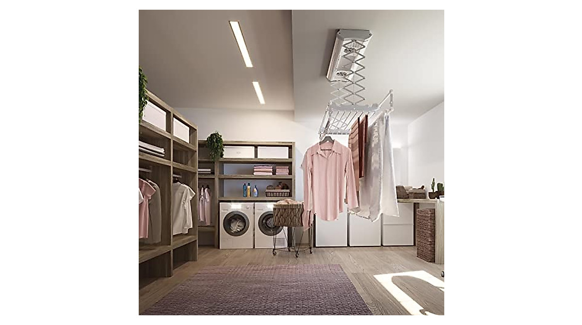 foxydry Air, Wall and Ceiling Clothesline, Electrical Drying Rack, with ...