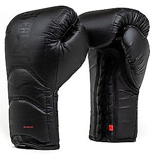 Everlast Elite Laced Leather Boxing Gloves (Black, 14oz)