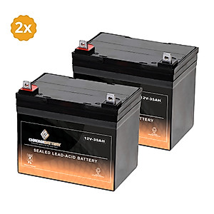 Chrome Battery 12V 35AH Pride Mobility BATLIQ1017 AGM U1 Replacement Batteries - Rechargeable - 2 Pack Bundle
