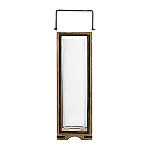 Deco 79 Mango Wood Handmade Pillar Candle Lantern, 8" x 8" x 31", Brown