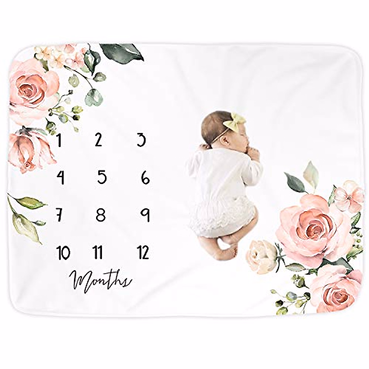 Kute 'n' Koo Premium Fleece Baby Monthly Milestone Baby Blanket for Boy Girl | Large Personalized Photography Background Blankets | Thick Flannel for Mom Newborn