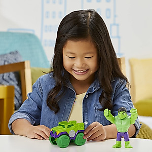 Marvel Spidey and His Amazing Friends Hulk Action Figure and Smash Truck Vehicle, Preschool Toy for Kids Ages 3 and Up