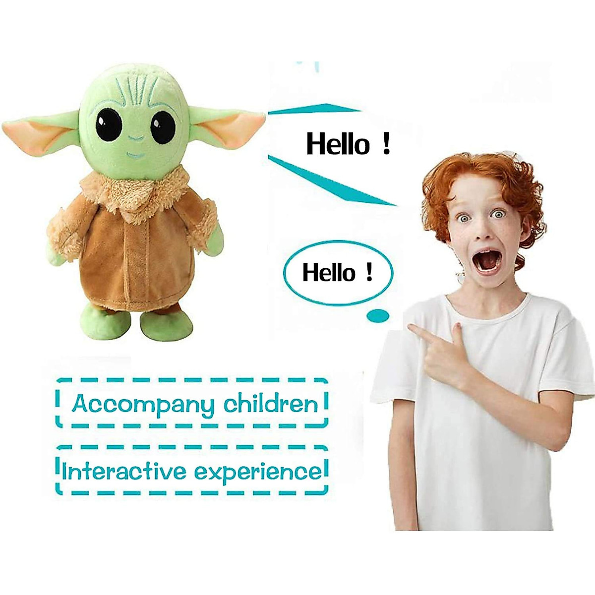 PAZATAO Talking Baby Yoda 7.8 Inch,Walking Baby Yoda and Toy Repeats What You Say Plush Animal Toy Electronic Toy for Boys,Girls,Stuffed Animal,Baby Doll for Kids Gifts (Baby Yoda)