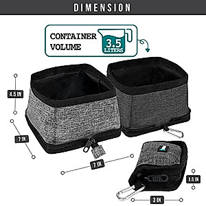 PetAmi Collapsible Dog Bowls 2 Pack, Food and Water Bowls Travel Set, Portable Pet Dish No Spill, Foldable Lightweight BPA Free Leakproof Bowls, Camping Hiking Walking Outdoor Gear Accessories, Gray