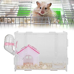 Hamster Single Layer House, Single Layer Pet Cage Transparent Hamster Cage, Hamster Supplies with Feeding Basin Acrylic Aquarium Aniamals Pets for Fish Tank(Small)