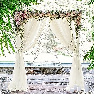 10 Pcs White Backdrop Curtains, Wedding Arch Draping Fabric, White Wedding Backdrop for Baby Shower Birthday Photo Party Curtains Backdrop Home Decoration 5.25 x 20 ft
