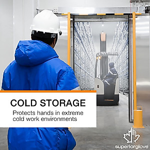 Superior Glove Winter Work Gloves - Fleece-Lined with Black Tight Grip Palms (Cold Temperatures) Freezer Gloves - SNTAPVC - Size Medium