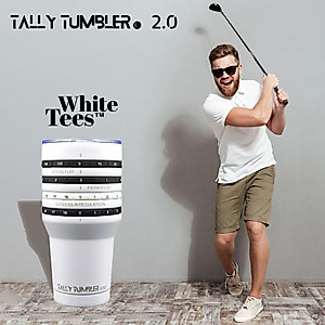 Tally Tumbler Golf Stainless Steel Cup, 30 oz Leak Proof Lid, Double Wall Insulation, Golf Tumbler with Score Keeping Counter used for strokes per hole, Greens in Regulation & Fairways Hit