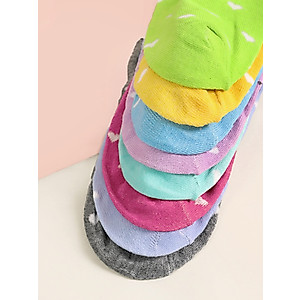 WDIRARA Women's 8 Pairs Heart Print Colorful Athletic Ventilation Low Cut Ankle Socks Multicolor one-size