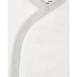 The Children's Place Unisex Baby Newborn Take Me Home Set, 100% Cotton, Long Sleeve, Side Snap Kimono Top and Pants 2-Pack, Lunar Rock | Teeny Stripe_Lunar Rock, 0-3 Months