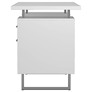 Coaster Furniture Lawtey Modern Contemporary 2 Drawer Home Office Writing Desk Storage File Cabinet Silver Metal Frame White High Gloss 803521