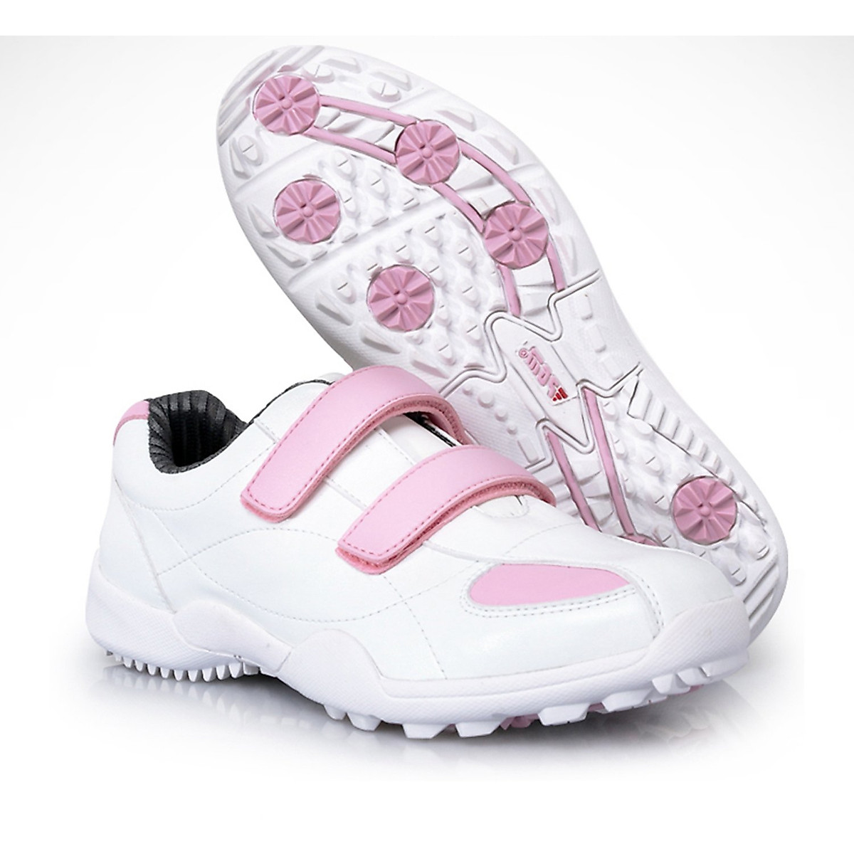 PGM Women's Golf Shoes Waterproof Spikeless with Hook and Loop Straps Pink