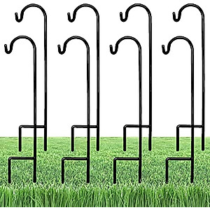 Ashman Shepherd's Hooks 35 Inch (8 Pack), Black, Made of Premium Metal for Hanging Solar Lights, Bird Feeders, Mason Jars, Christmas Lights, Lanterns, Garden Stakes and Wedding Décor.