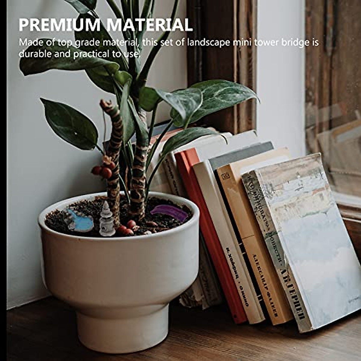 Cabilock 5pcs Resin Scene Decoration Miniature Bridge Miniature Ornaments Miniature Fairy Tower Fairy Miniature Tower Bridge Mini Bridge Figurine Micro Decoration Fish Pond Glass Toolkit