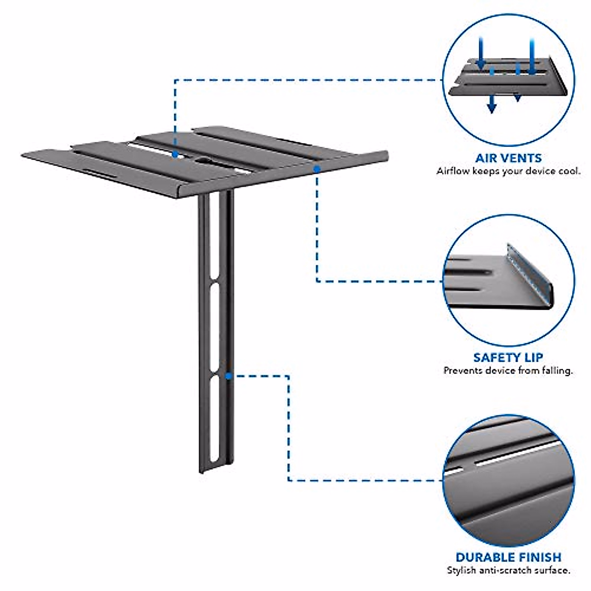 MOUNT-IT! Floating TV Shelf [6.6 lbs Capacity] [Dual Installation - Wall or TV] Single Shelf Mount for Television Components, DVD Players, Streaming Devices, Speakers, and Cable Box (Black)