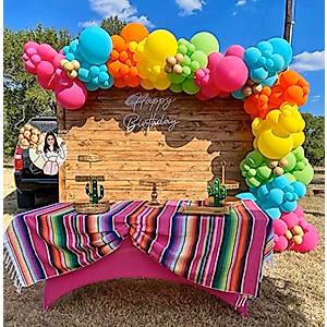 Mexican Fiesta Party Decorations 168PCS Fiesta Balloon Garland Arch Kit Cactus Llama Taco Twosday Foil Balloons for Birthday Carnival Cinco De Mayo Taco Party Decorations