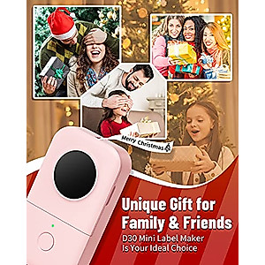 Phomemo Label Printer, D30 Mini Label Maker Machine with Tape, Phone Label Makers,Bluetooth Connection,Home Office School Organization,Gift for Men,Woman (USB Rechargeable)-Pink