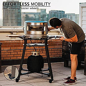 Solo Stove Portable Pi Stand | Outdoor Stand for Pi Pizza Oven on Wheels, With Shelf & Gas Tank Storage, Split Table Top, Powder-Coated Stainless Steel, Dimensions (LxW): 47.3 x 38.1 in, 45 lbs, Black