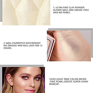 Rosarden, Powder Face Highlighter Palette, Pearl White, Shimmery Finish, Glitter Face Highlight Contouring Makeup, Silky Smooth, Palette, 0.0353 Ounce, Unisex