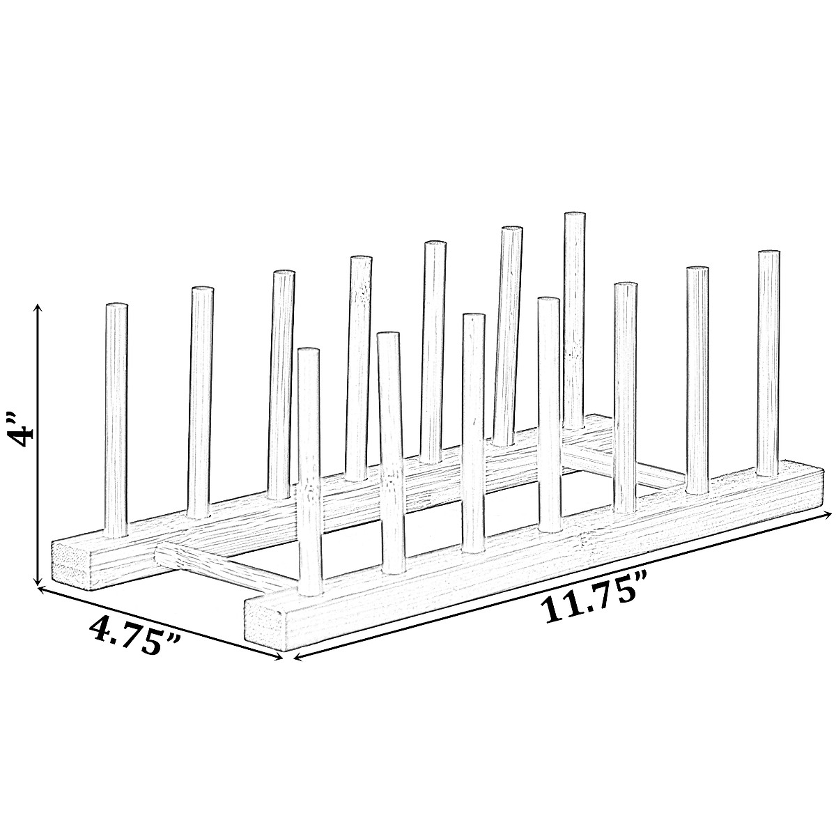 Basicwise Set of 2 Bamboo Wooden Dish Drainer Rack, Plate Rack, and Drying Drainer (6 Grid)
