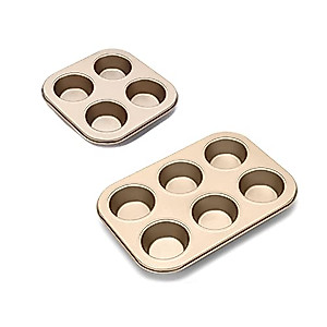 AGSYFFD 2 Piece Muffin Pan, Cupcake Pan Non-Stick Hamburger Baking Pan, Carbon Steel Cupcake Pan, Easy to Clean, Great for Cakes or Muffins