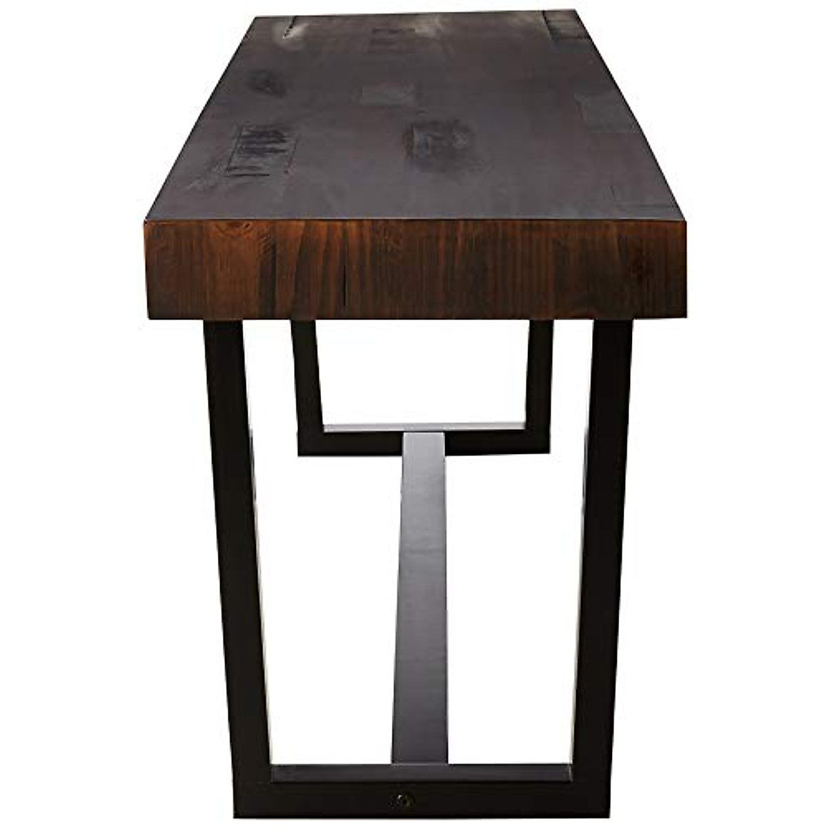 Walker Edison Industrial Farmhouse Wood Entryway Dining Bench Kitchen Table Set Dining Chairs, 60 Inch, Brown