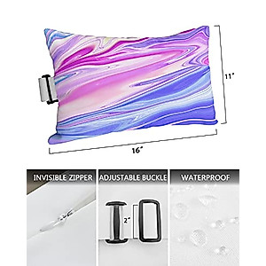 Recliner Head Pillow Ledge Loungers Chair Pillows with Insert Modern Abstract Ink Paint Ripples Fluid Watercolor Lumbar Pillow with Adjustable Strap Patio Garden Cushion for Sofa Bench Couch, 2 PCS