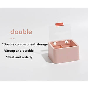 LiangTing 2 Grids Separate Cotton Swabs Dispenser Organizer Canisters,Transparent dust-proof desktop cotton swab box with cover,Dresser makeup remover cotton storage box for Cotton Balls, Cotton Pads.