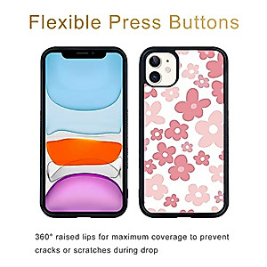 Pink Flower Phone Case Compatible with iPhone 11 6.1 Inch - Shockproof Protective TPU Aluminum Cute Pink Floral iPhone Case Designed for iPhone 11 Case for Men Girls Women Boys (Bloom)